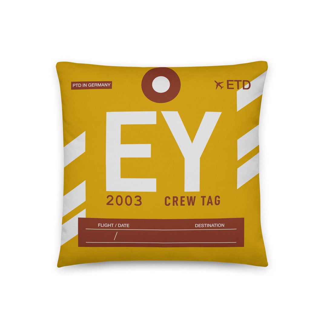 Custom EY EY IATA Baggage Tag Pillow, Personalized Vintage Luggage Tag ...