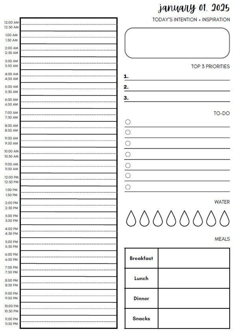 2025 Daily Planner Calendar / Journal - PDF Printable - 365 Days ...