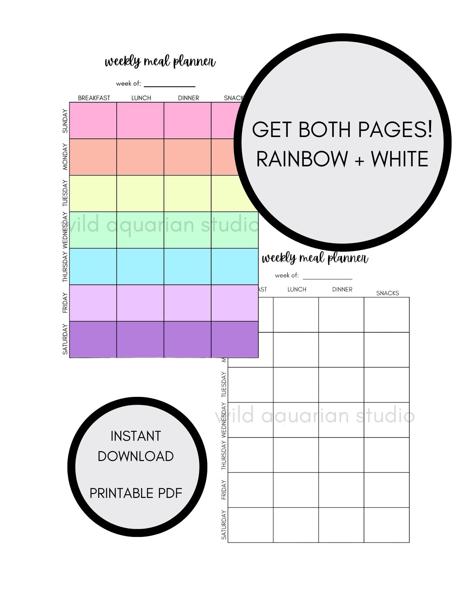 Weekly Meal Planner PDF Digital Download - Meal Planning - Menu - Diet ...