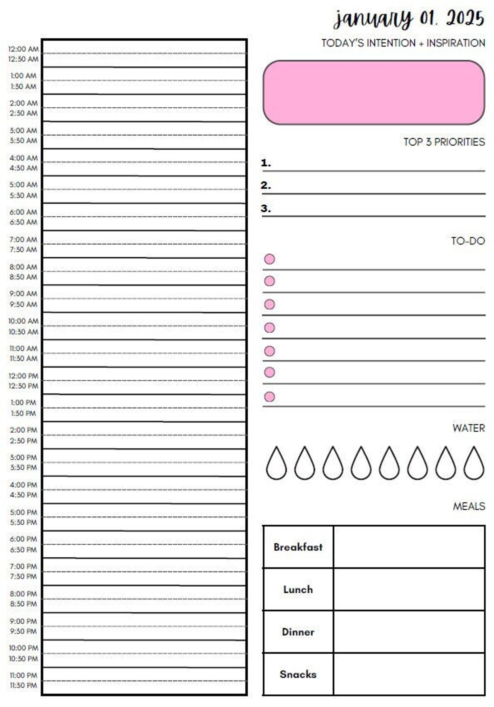 2025 Daily Planner Calendar / Journal - PDF Printable - 365 Days ...