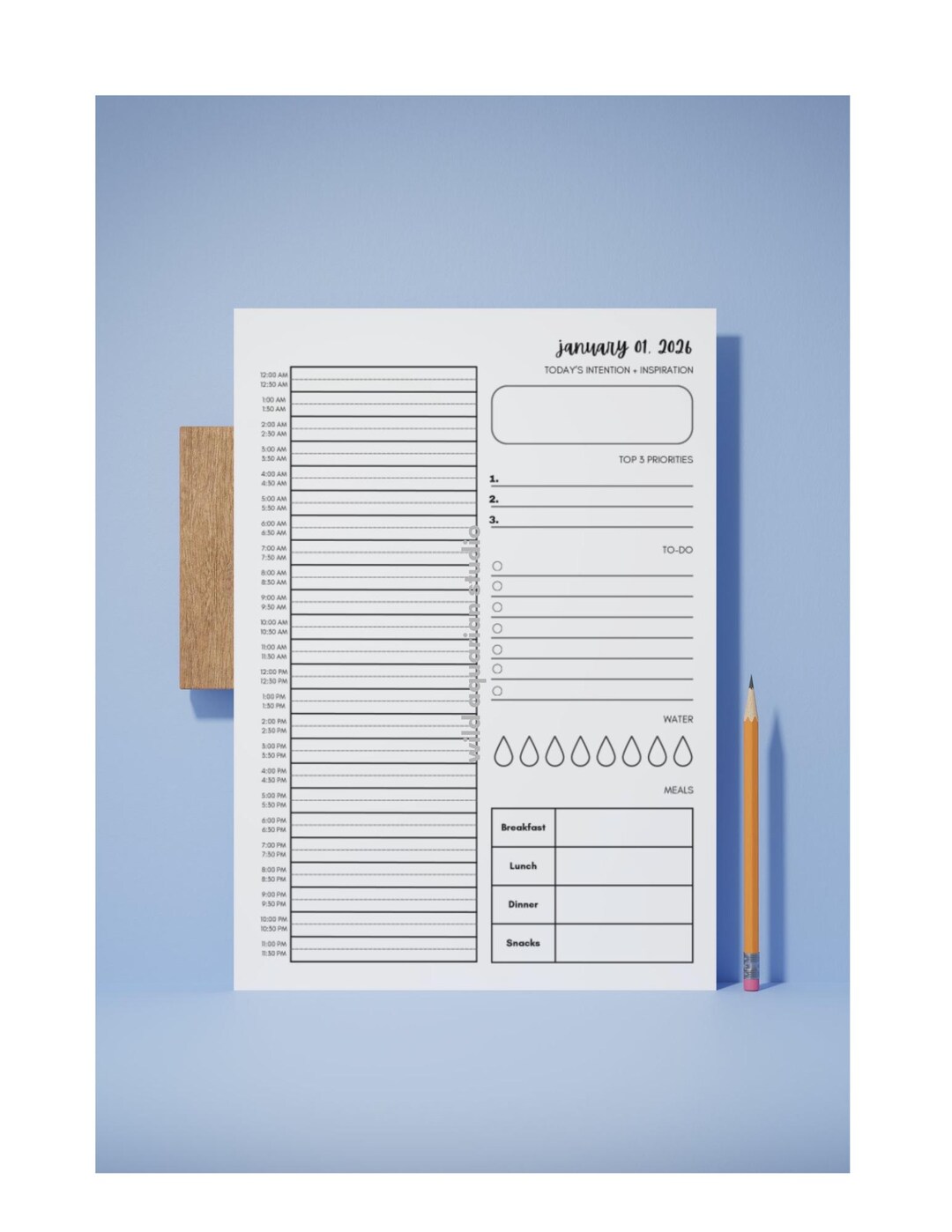 2026 Daily Planner Calendar/journal - PDF Printable - 365 Days - Water ...
