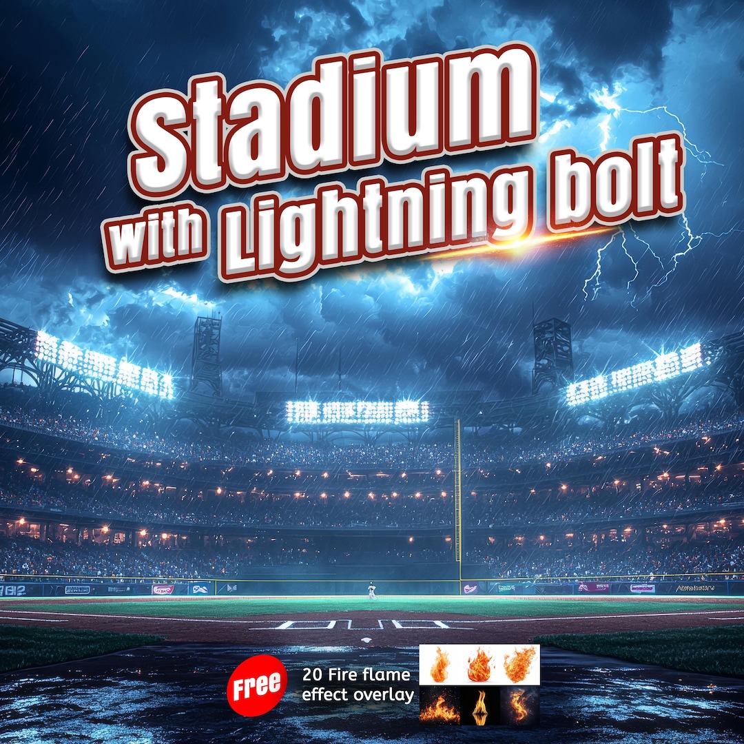 44 Lightning Baseball Stadium Digital Backdrops | Lightning Bolt Sports ...