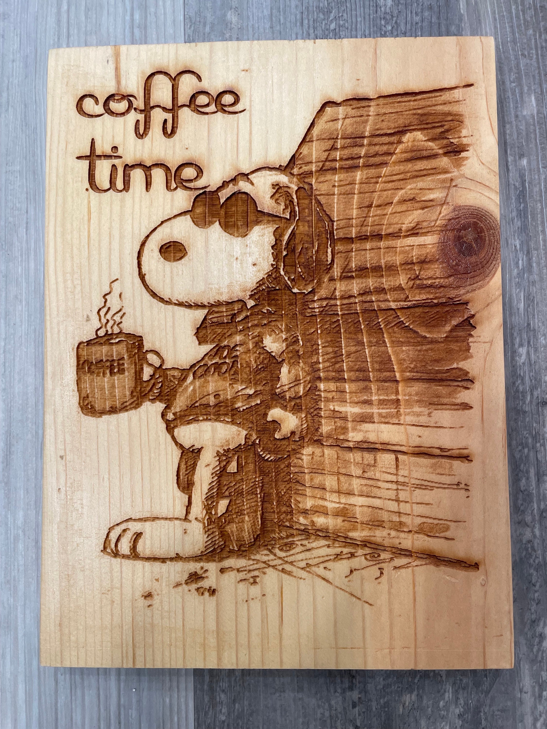 Snoopy Joe Cool Coffee Time Wooden Laser Engraved Sign Coffee Peanuts ...