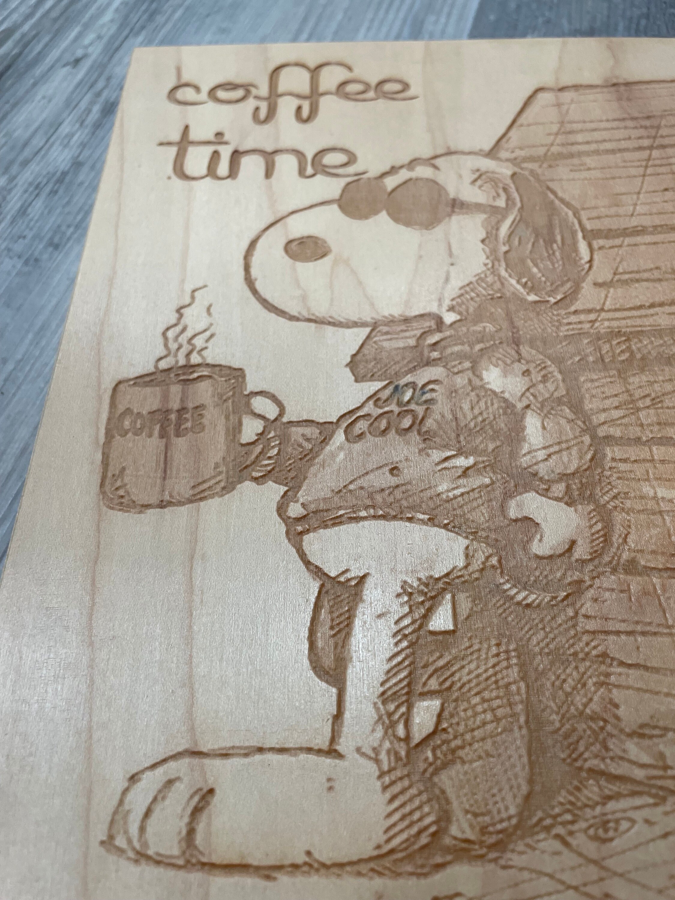Snoopy Joe Cool Coffee Time Wooden Laser Engraved Sign Coffee Peanuts ...