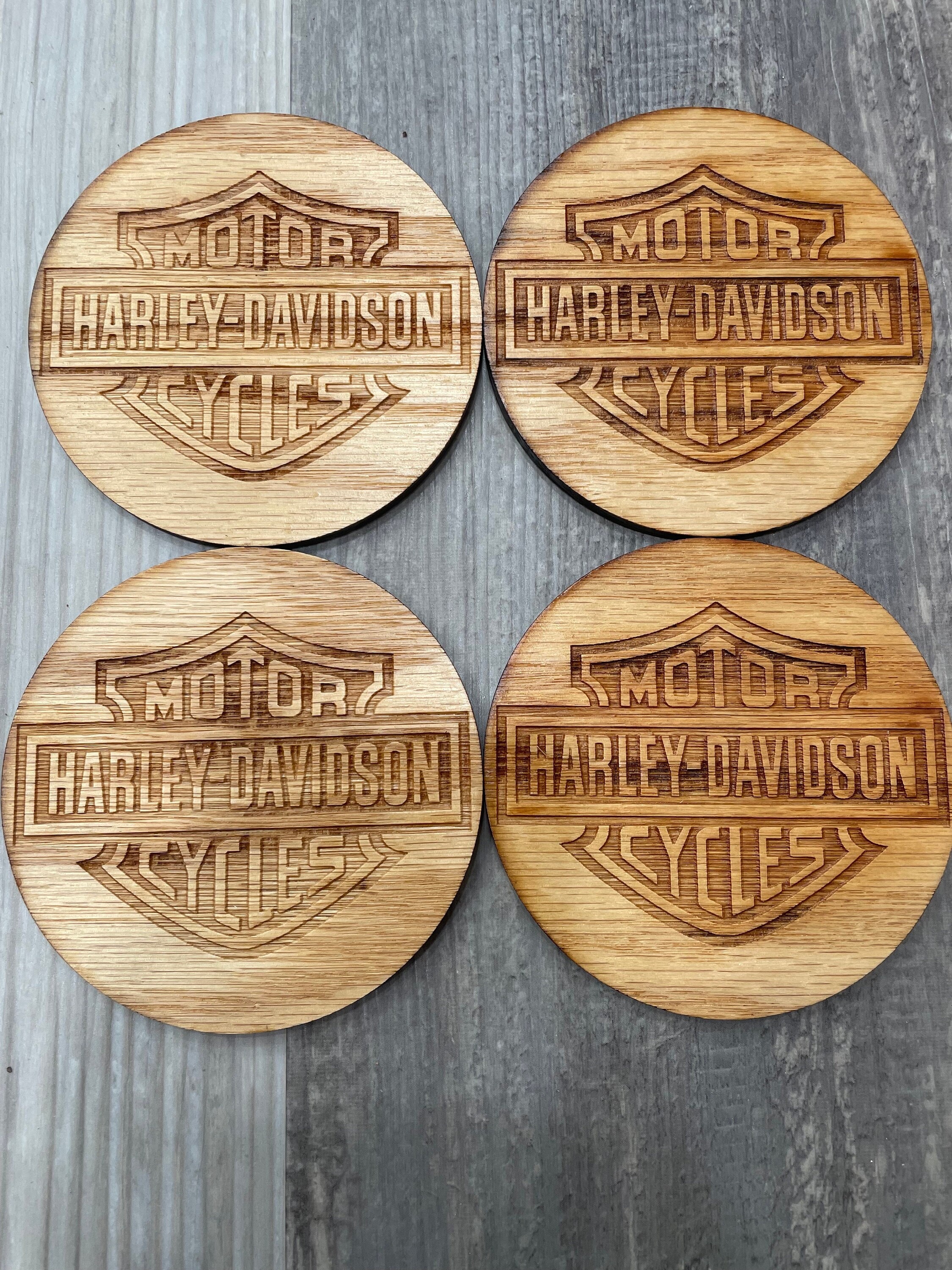 Harley Davidson Wooden Coasters Set of 4 Handmade Laser Engraved ...