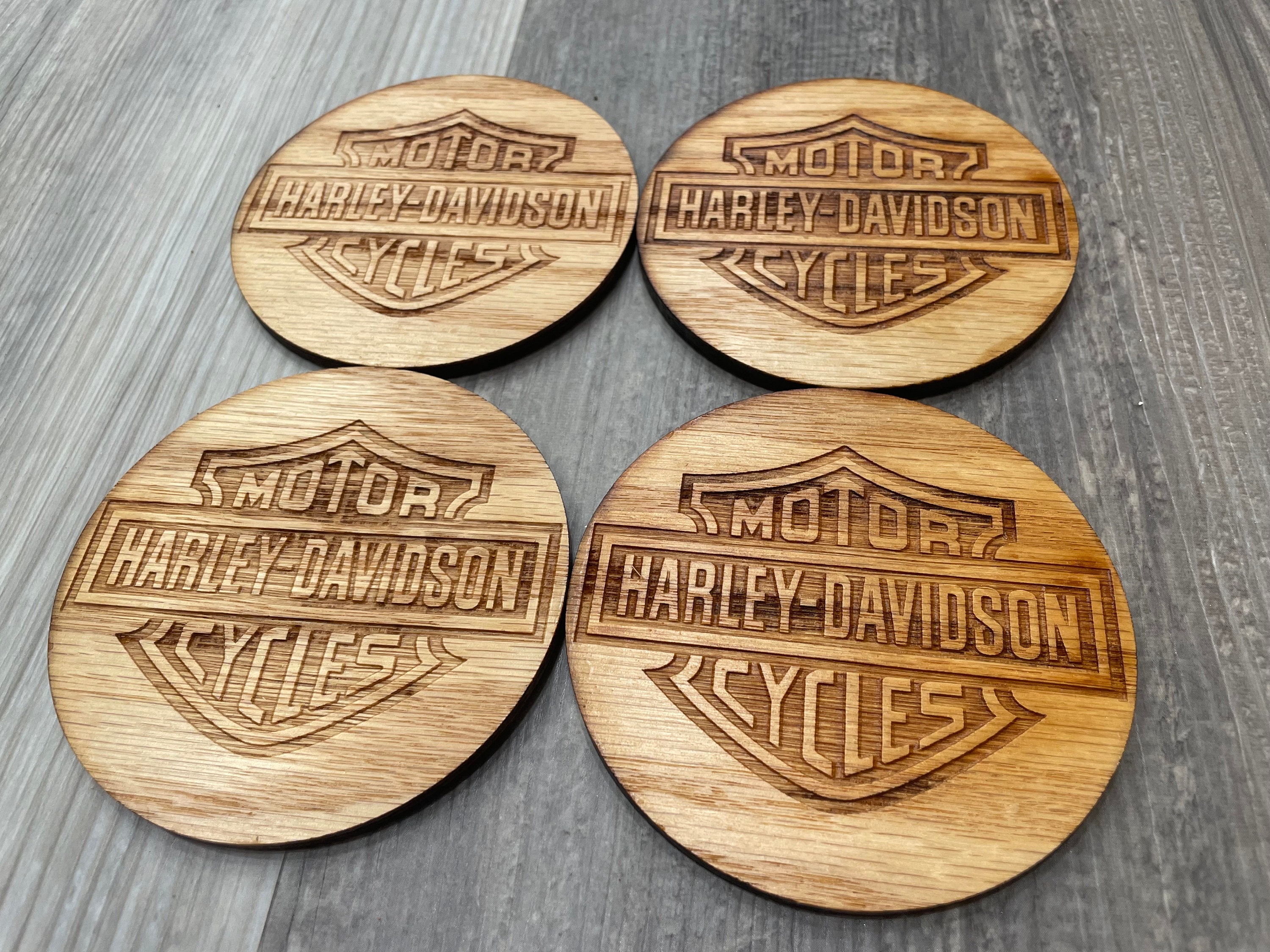 Harley Davidson Wooden Coasters Set of 4 Handmade Laser - Etsy