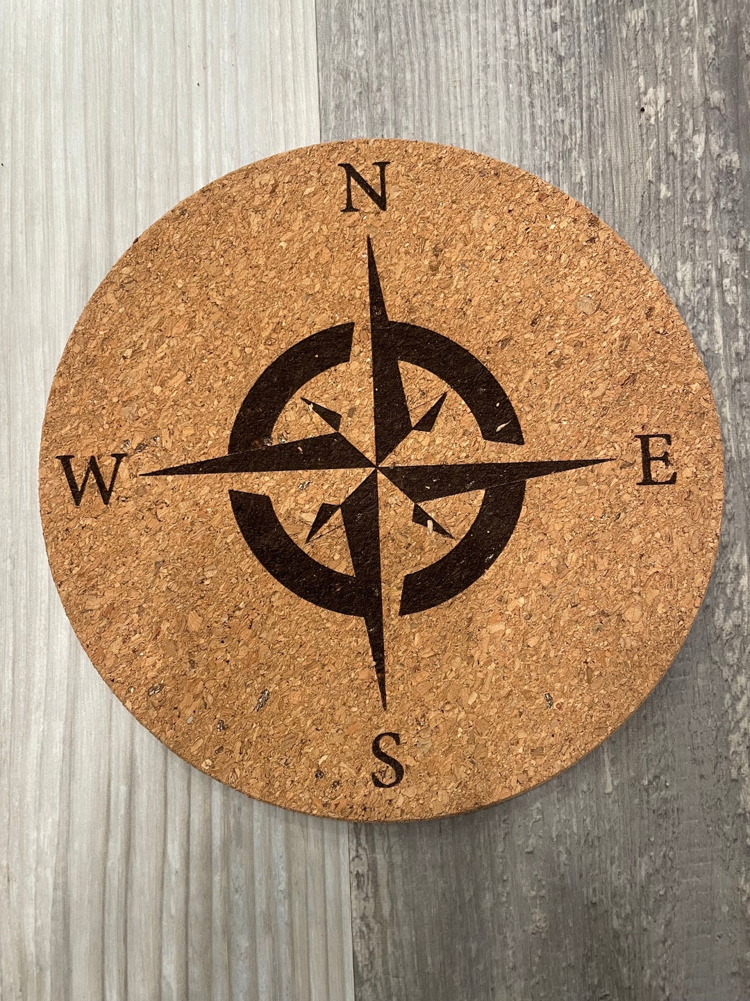 Compass Cork Trivet Hot Plate Handmade Laser Engraved Cork - Etsy