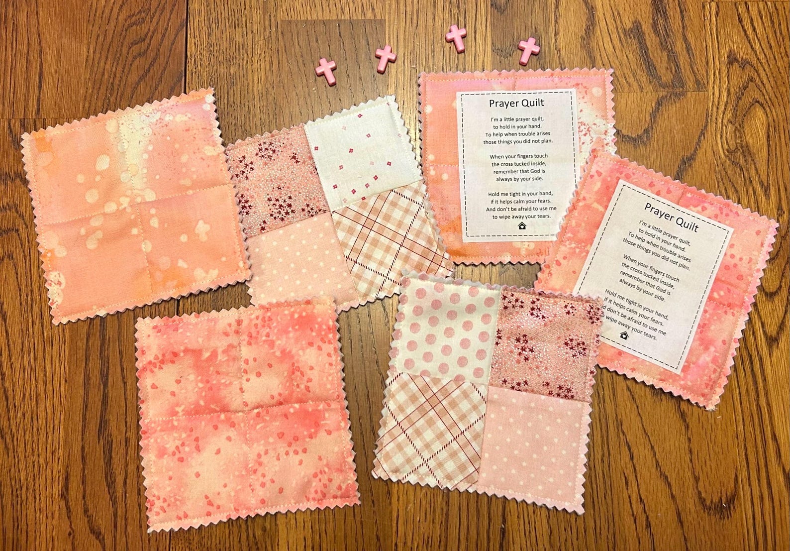 Mini Prayer Quilt | Pink | Pocket Prayer Quilt With Wooden or Plastic ...