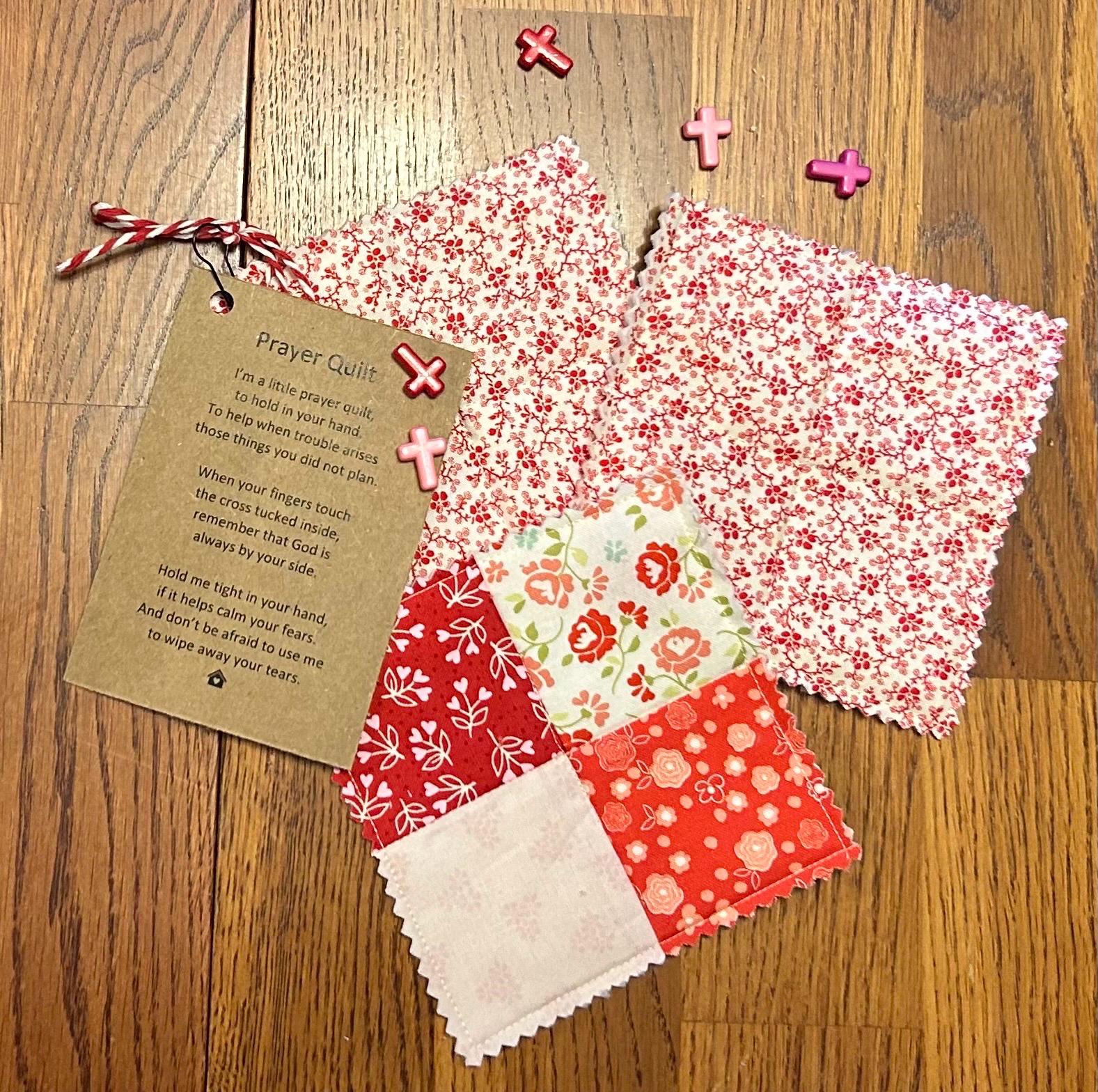 Mini Prayer Quilt | Pink & Red | Pocket Prayer Quilt With Wooden or ...