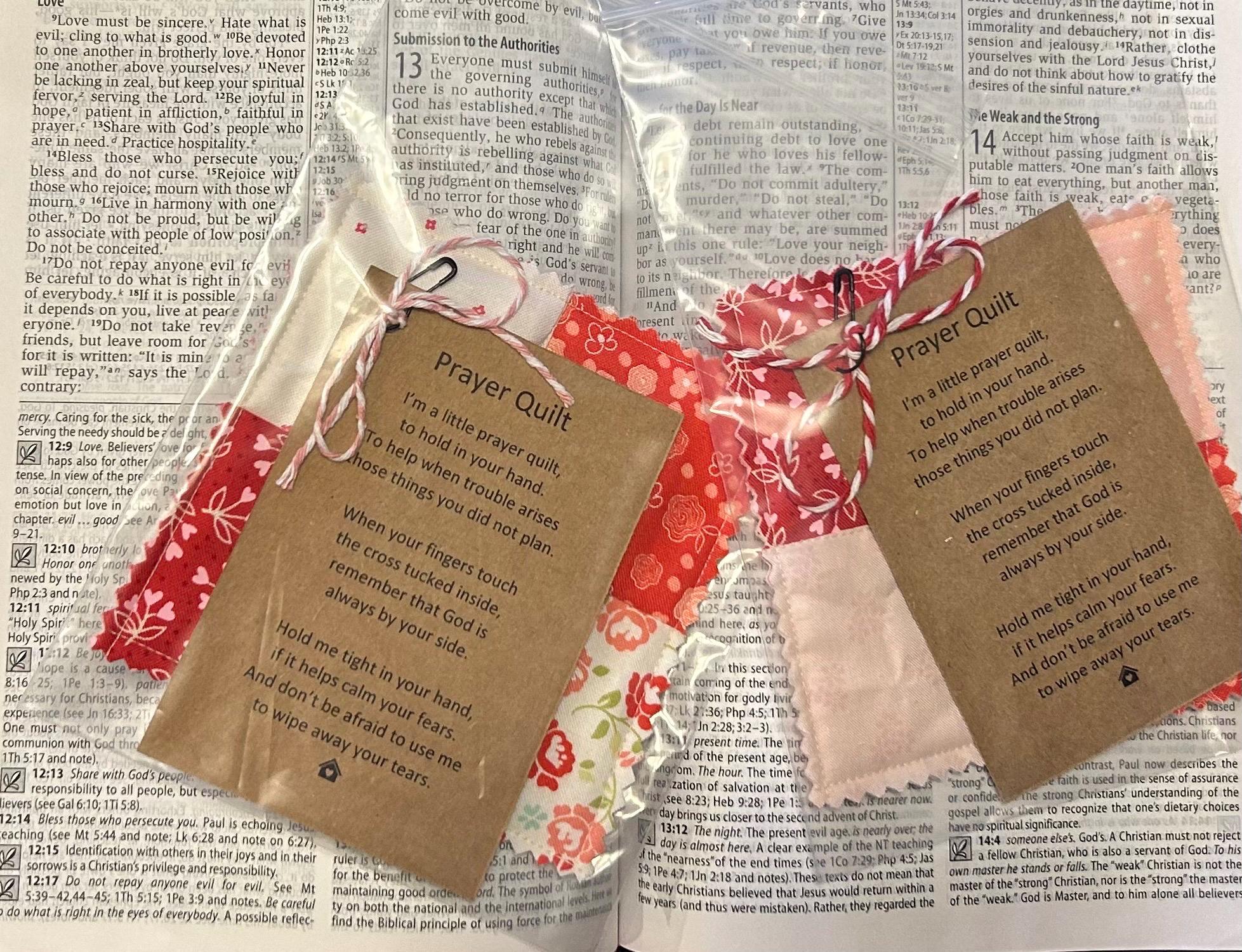 Mini Prayer Quilt | Pink & Red | Pocket Prayer Quilt With Wooden or ...