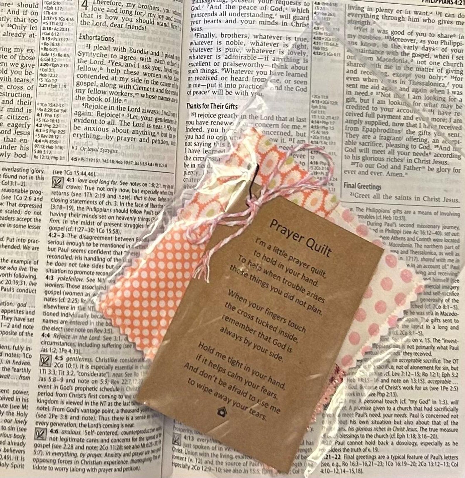Mini Prayer Quilt | Pink | Pocket Prayer Quilt With Wooden or Plastic ...