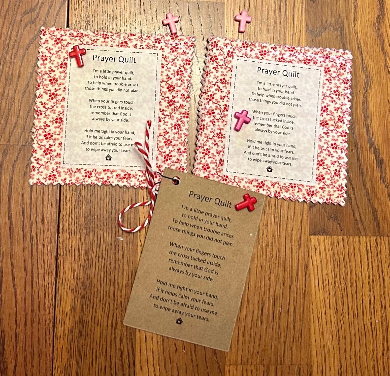 Mini Prayer Quilt | Pink & Red | Pocket Prayer Quilt With Wooden or ...