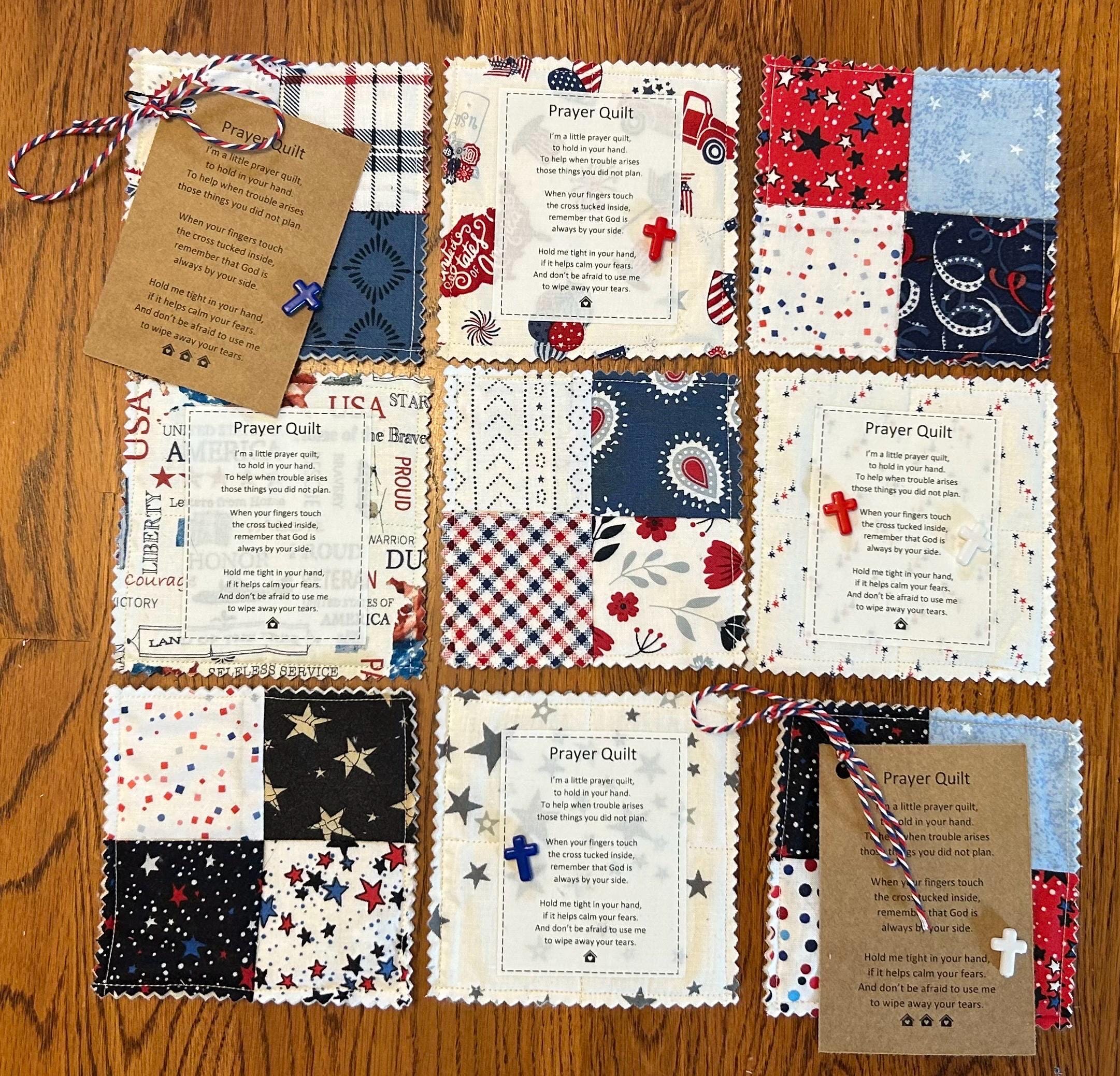 Mini Prayer Quilt | Patriotic | Pocket Prayer Quilt W/wooden or Plastic ...