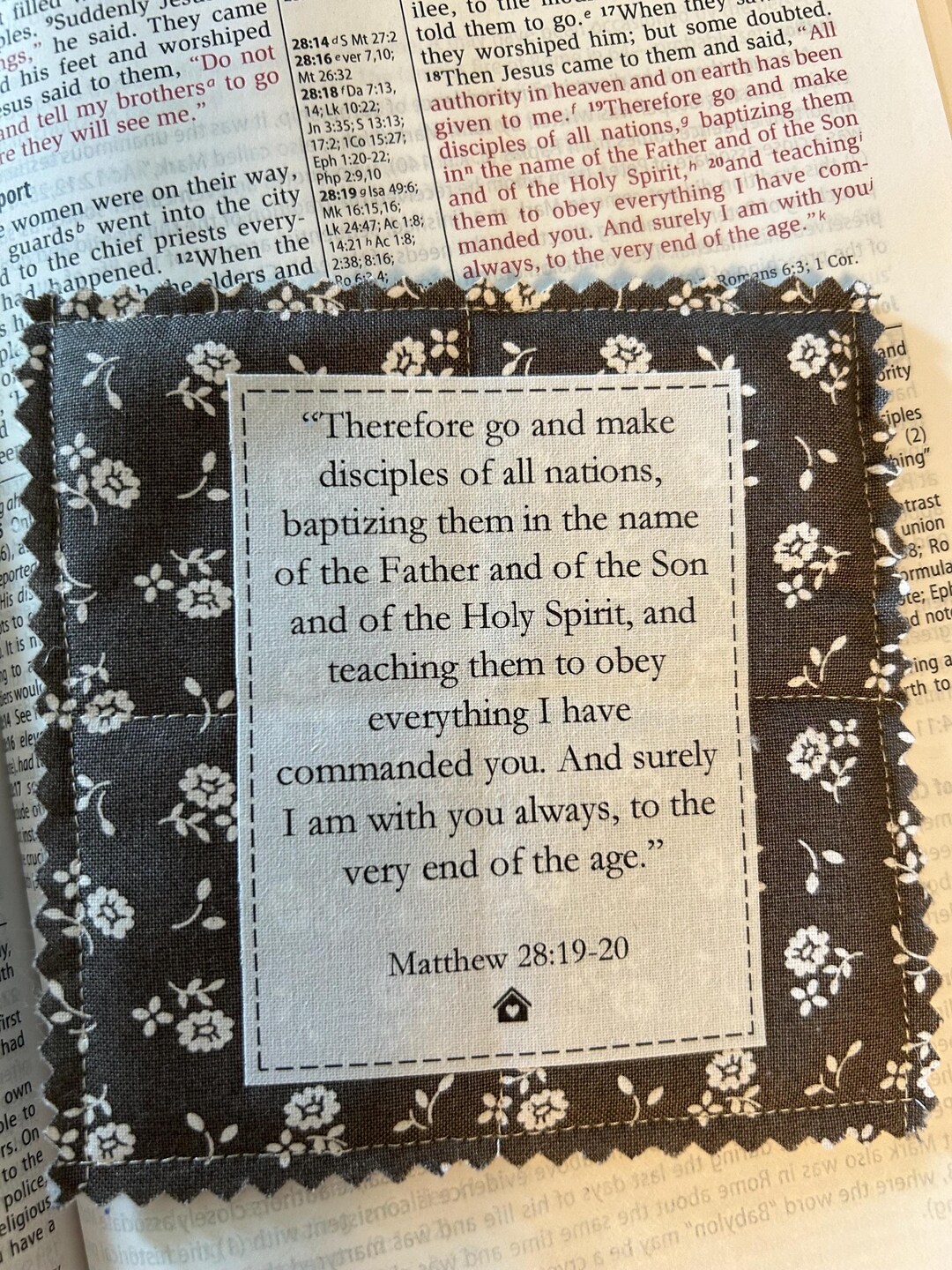Pocket Prayer Quilt | Matthew 28:19-20 | Wooden or Plastic Cross ...