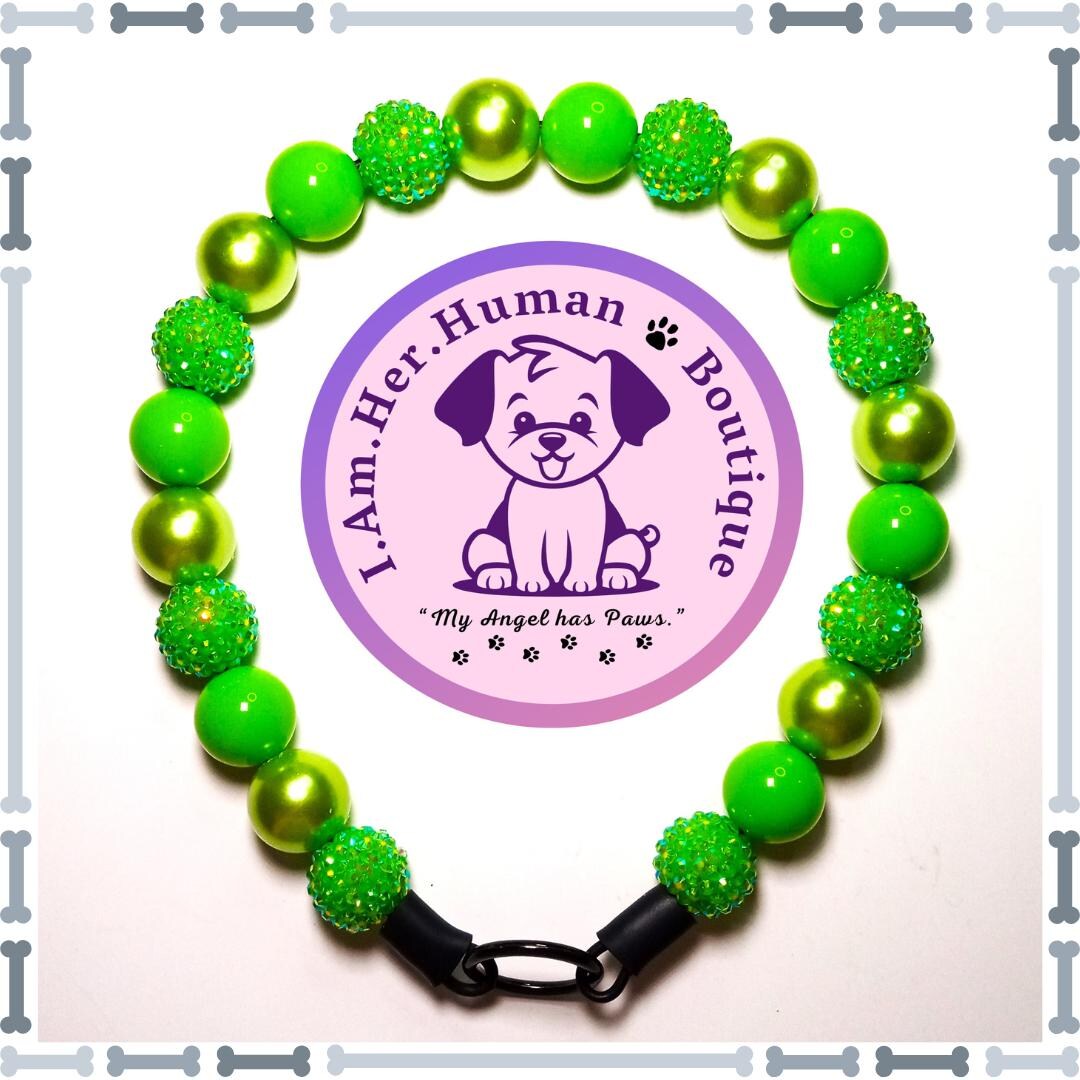 Peridot Green Beaded Dog Collar: Chunky Bubblegum Bead Necklace - Etsy