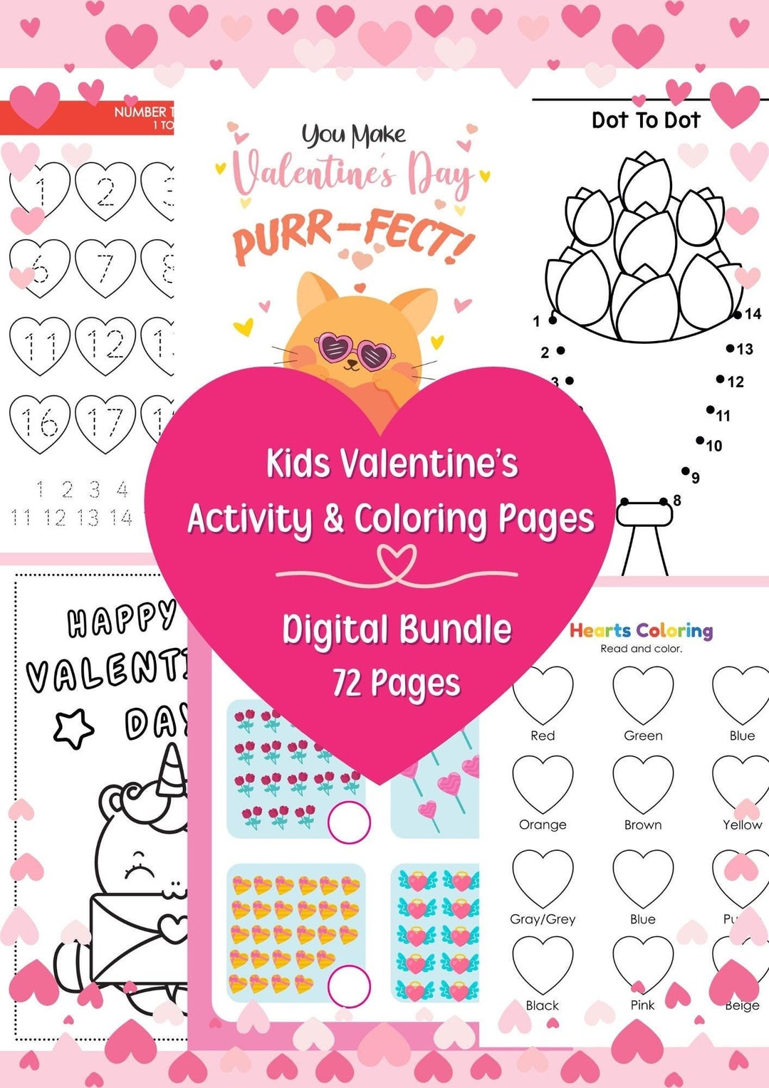 Valentines Activity Pages Digital Bundle for Kids, Happy Valentine ...