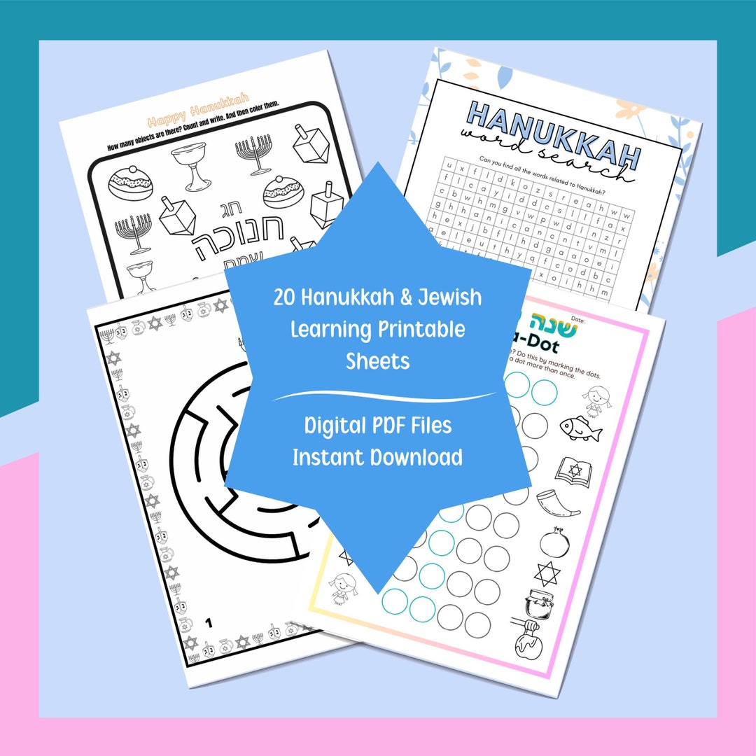 Hanukkah Word Search Handwriting Activity Printable Page Bundle, Jewish ...