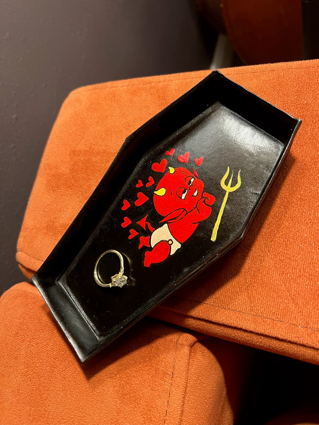 Hand-painted Coffin-shaped Ring Trays - Cupid & Devil Designs - Etsy