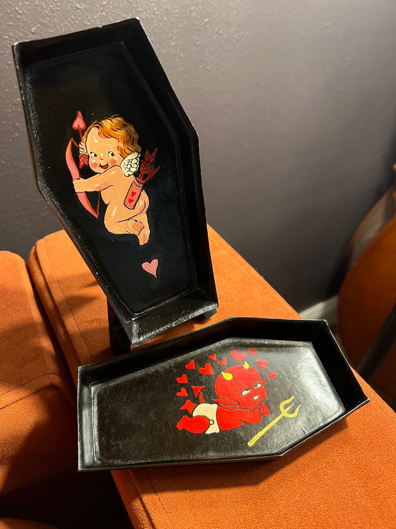 Hand-painted Coffin-shaped Ring Trays - Cupid & Devil Designs - Etsy