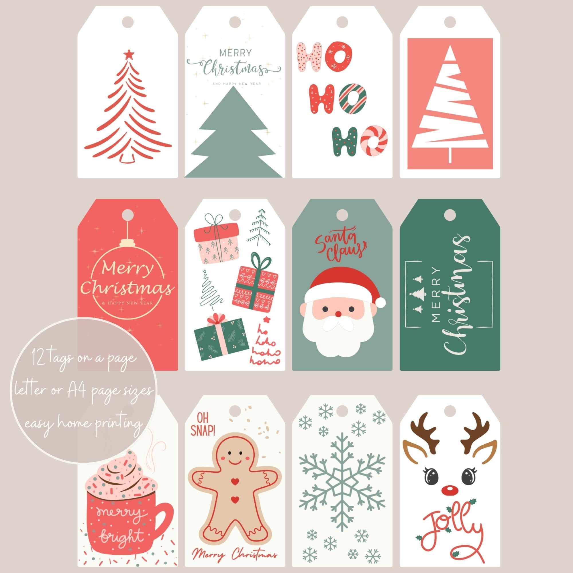 Printable Christmas Gift Tags, Holiday Gift Tags, Christmas Tags ...