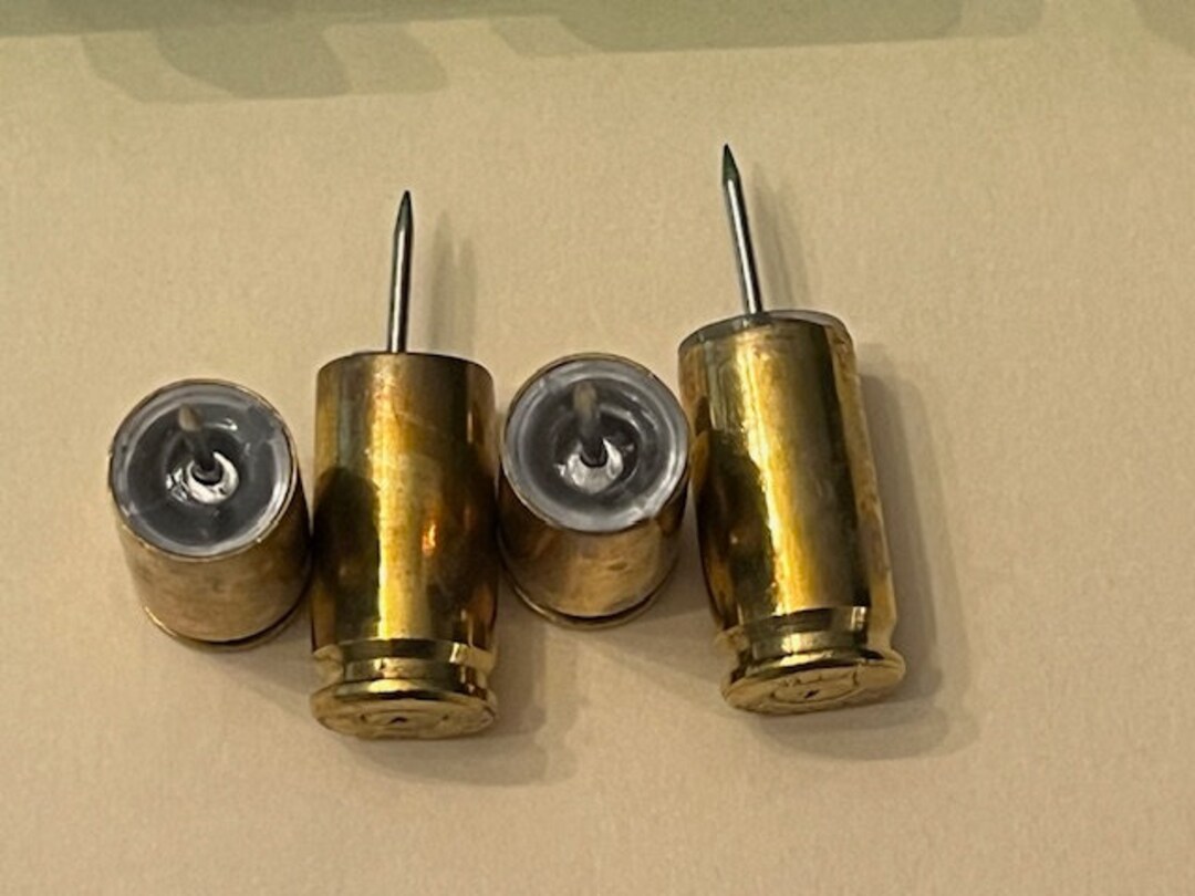 Box of 50 9mm Bullet Push Pins WIN Head Stamp clear Pins - Etsy