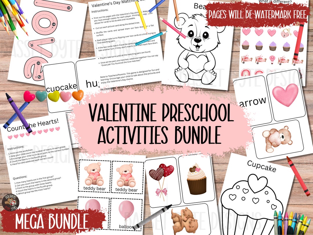 Valentine Preschool Activity Bundle - Valentines Day - Toddler Activity ...