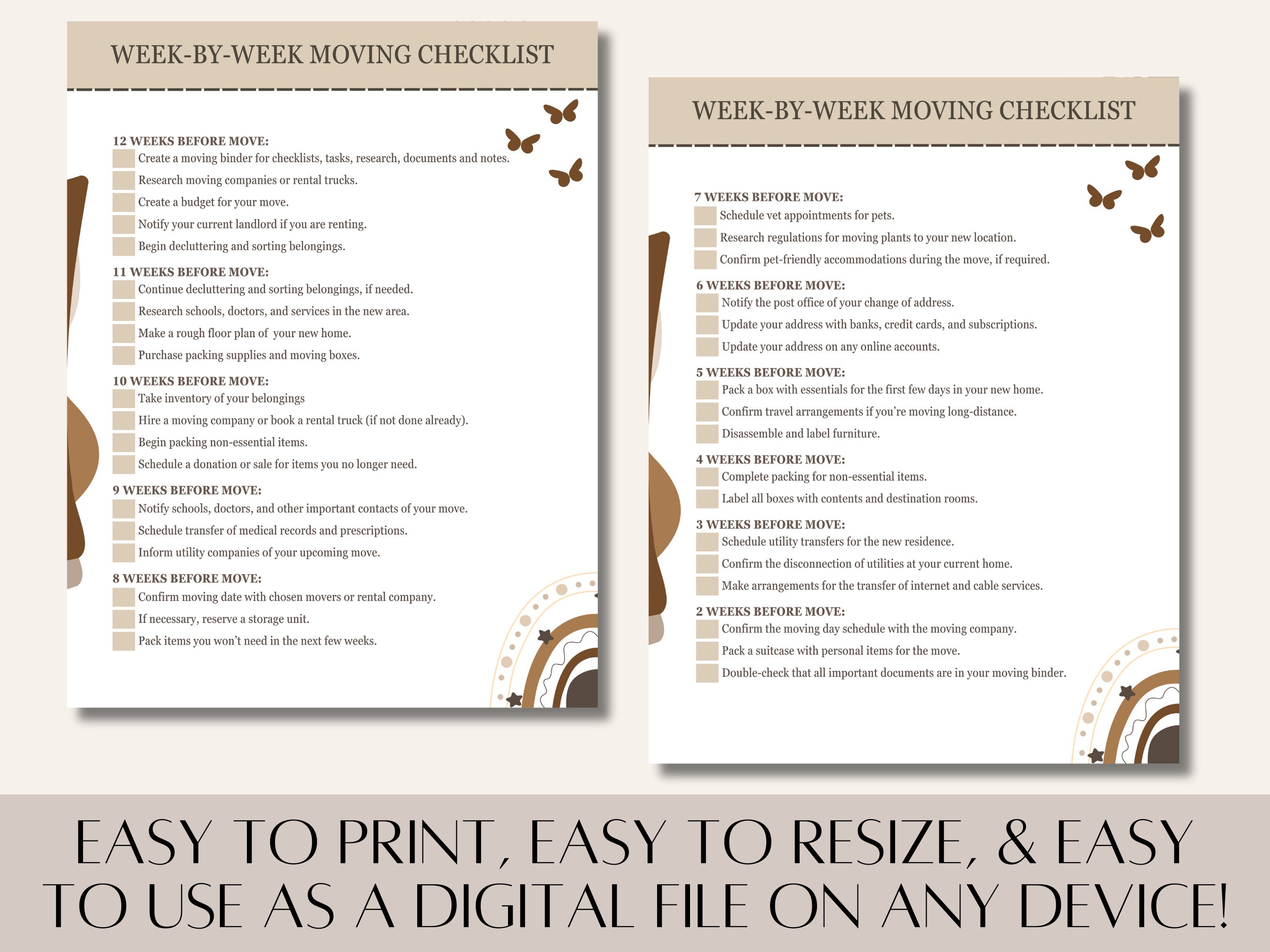 Moving Checklist Printable Binder Inserts for a Stress-free Move ...
