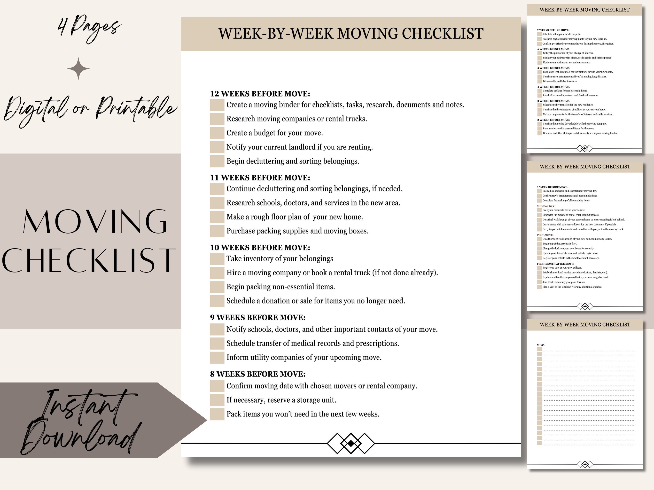 Printable Packing List For Moving Free Printable : Moving Checklist