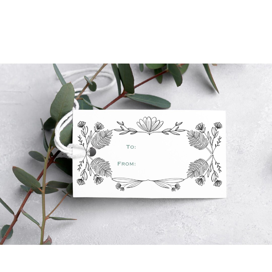 Botanical Border Gift Tags ,set of 20, to From, Elegant Gift Tags ...
