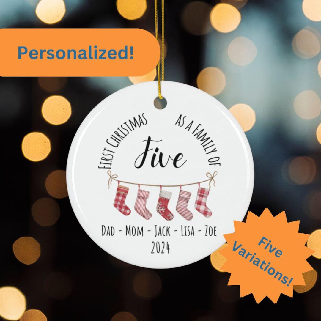 Family of Five Christmas Together Ornament Personalized Keepsake ...