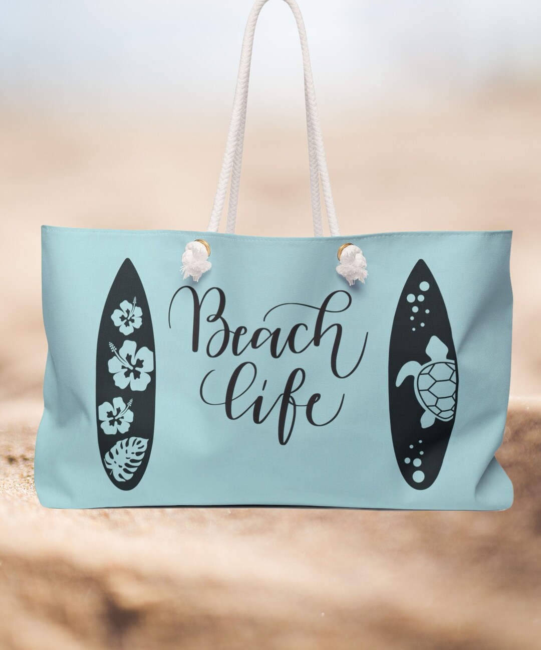 Tote Bag Beach Life Oversized Summer Blue-green Tote Vacation Beach ...