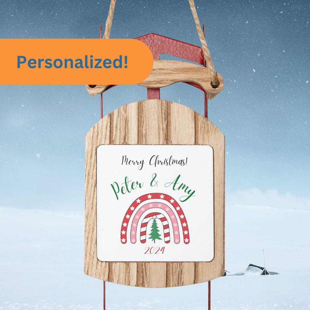 Merry Christmas Rainbow Sled Ornament Festive Cheerful Keepsake ...