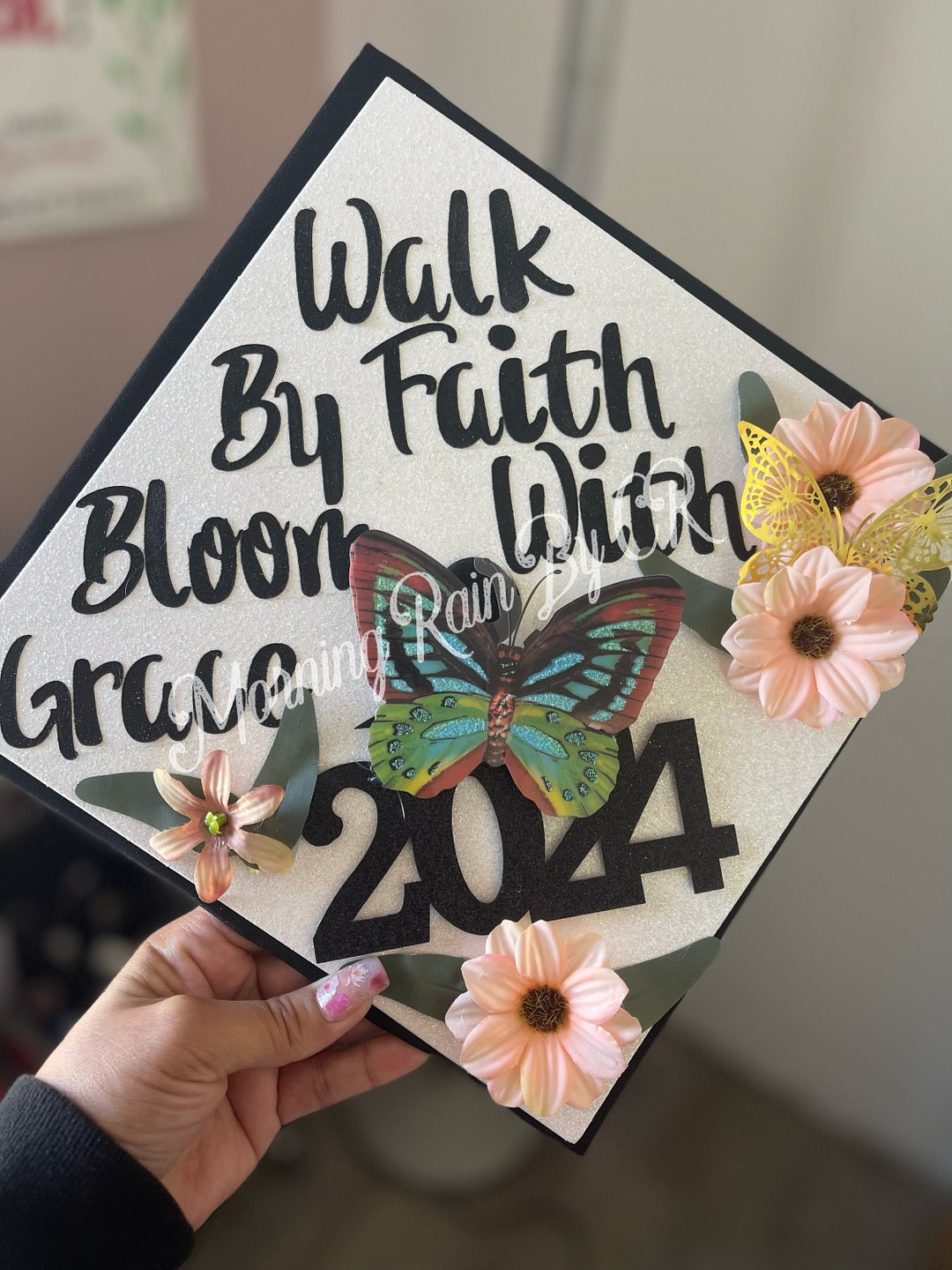 Walk by Faith Bloom With Grace Grad Topper - Etsy