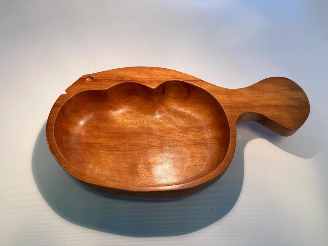 Vintage MCM Carved Wood Fish Bowl • Mid-century Modern Serving Tray ...