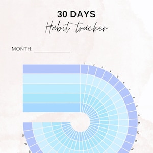 30 Days Habit Tracker Printable, Circle Habit Tracker, A4, Daily ...