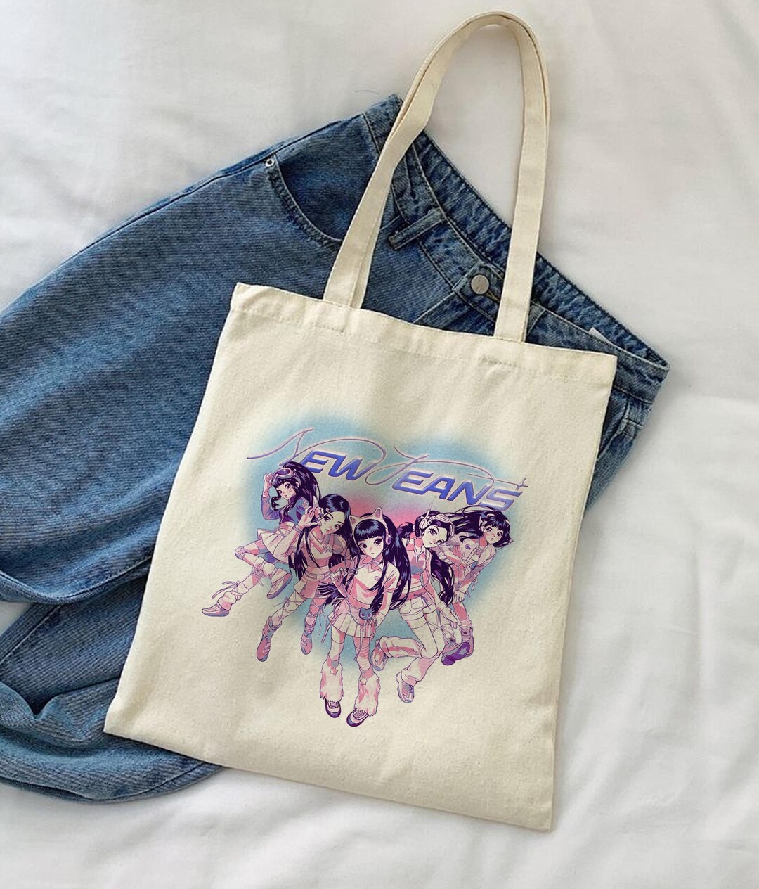 New Jeans Get up Anime Figures Tote Bag - Etsy
