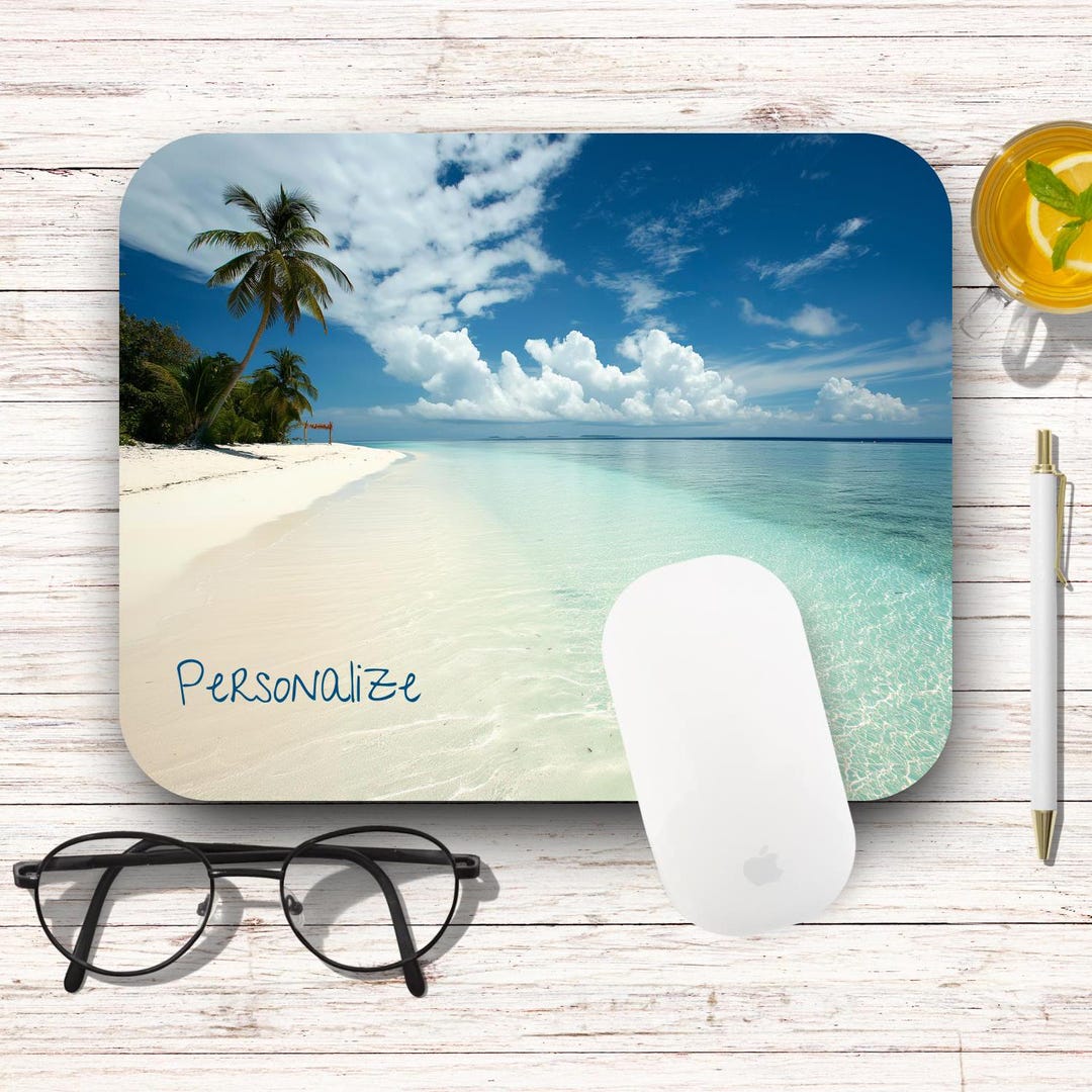 Mouse Pad Personalized Beach | Tropical Ocean Desk Decor, Coworker Gift ...