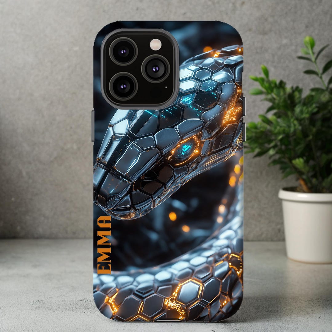 Cyber Snake Phone Case: Futuristic Techno Art Cover - Etsy