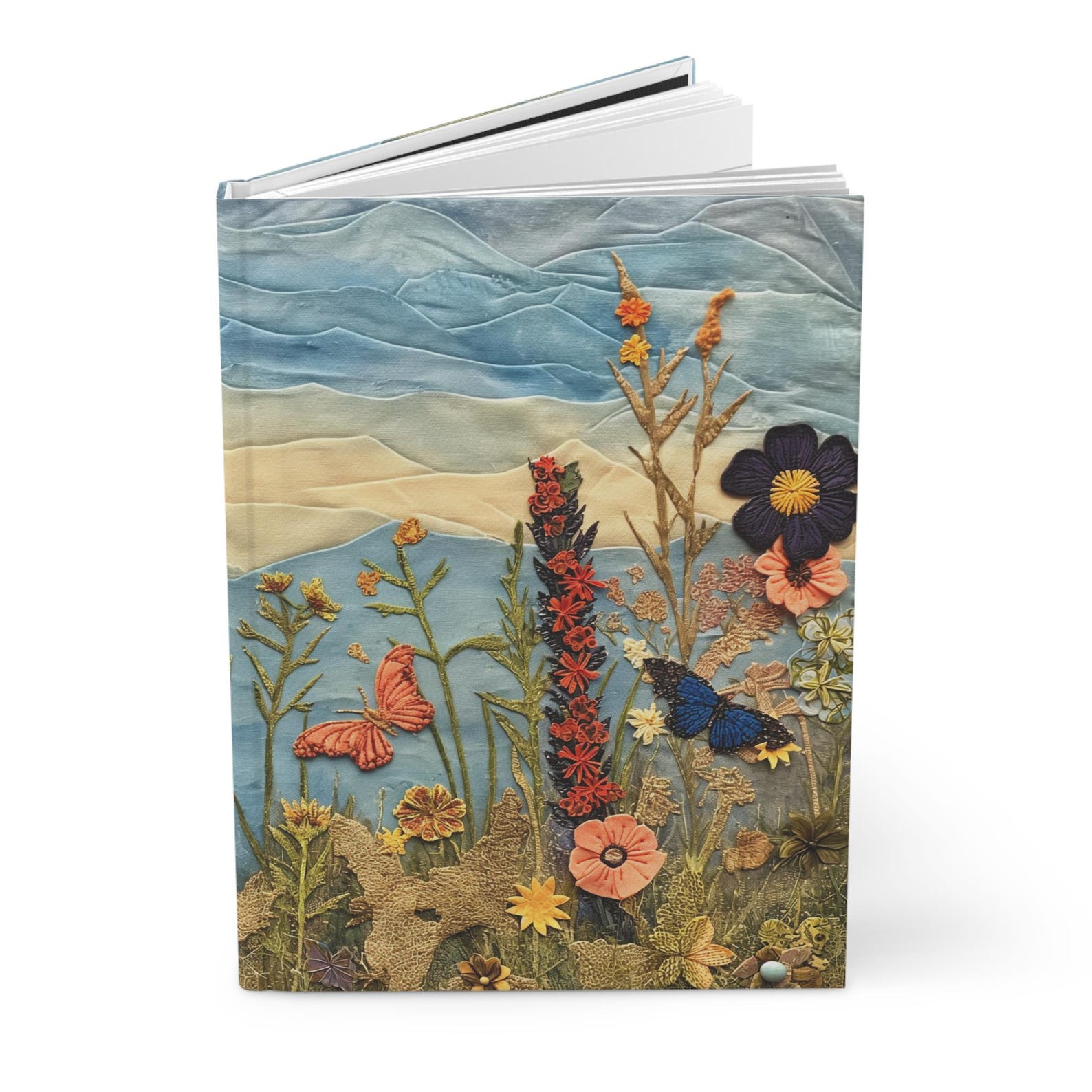 Personalized Butterfly Journal: Floral Nature Diary, Yarn Collage Style ...