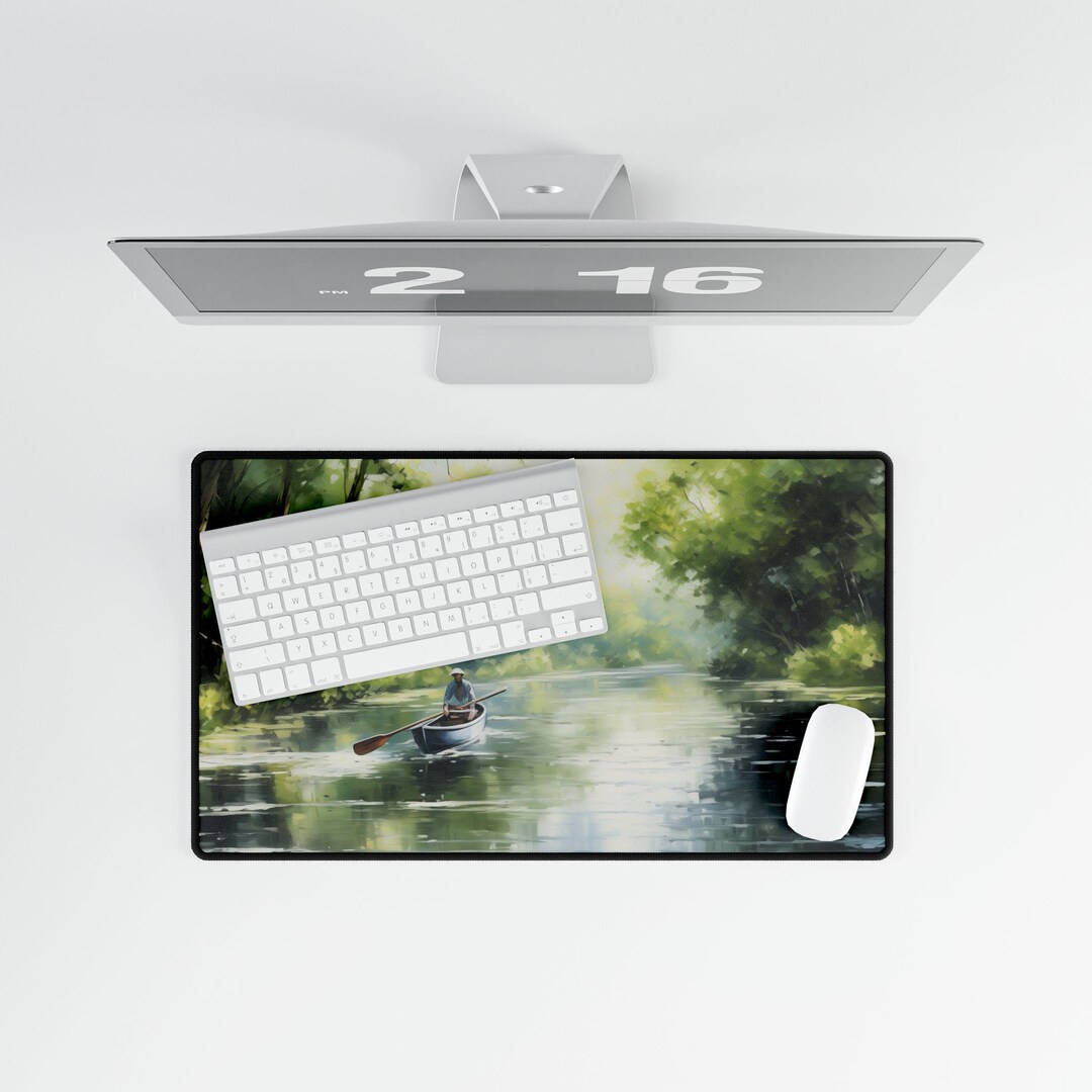 Impressionist River Scene Desk Mat: Personalized Artistic Waterway - Etsy