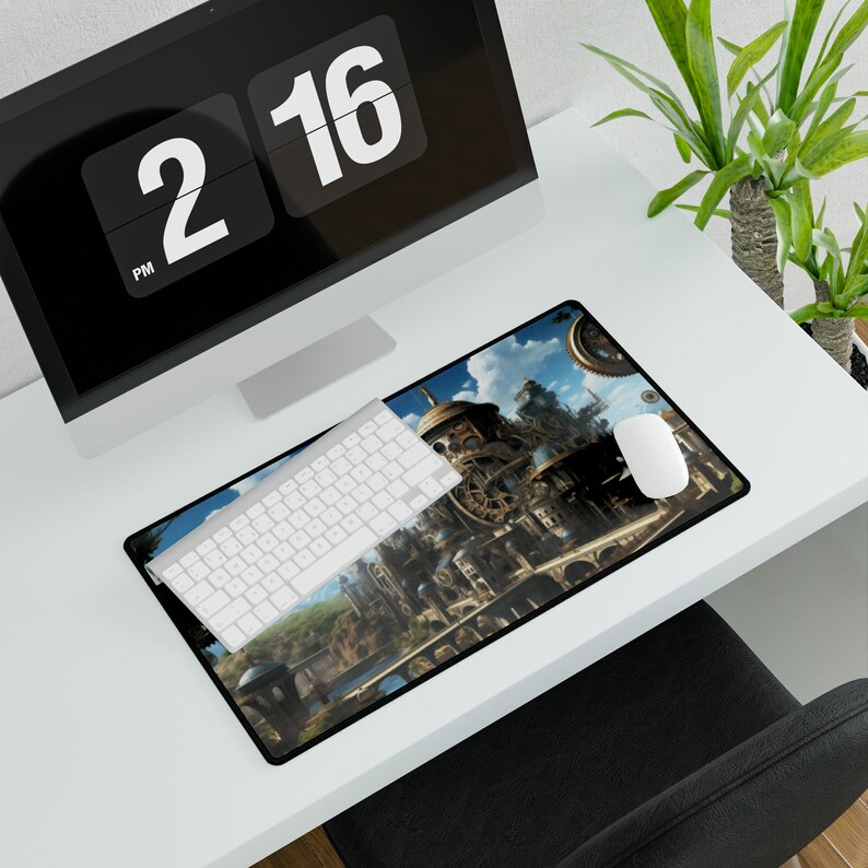 Steampunk Cityscape Desk Mat With Mesmerizing Urban Landscape - Etsy