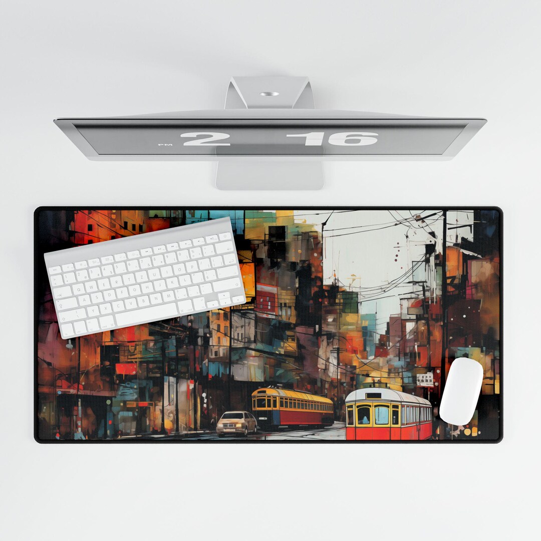 Dreamy Urban Skylines Desk Mat Cityscape Mouse Pad for Home Office ...