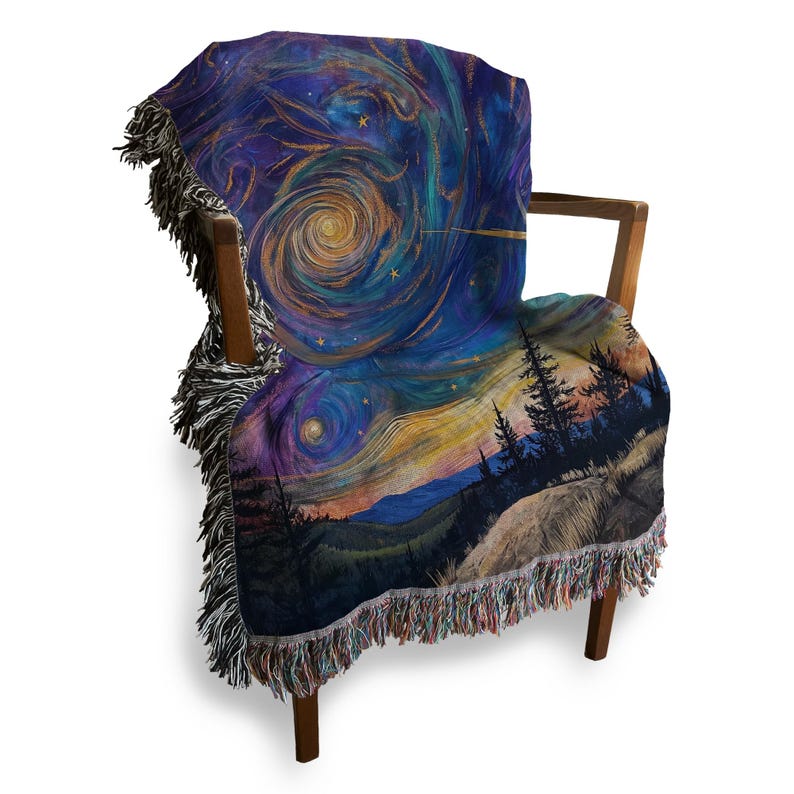 Cosmic Woven Blanket: Celestial Night Sky Tapestry, 100% Cotton - Etsy