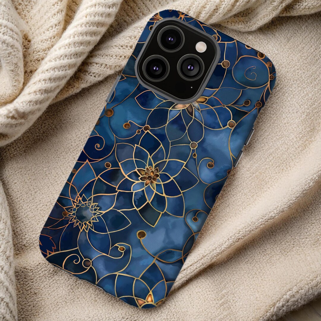 Moroccan Tile Mosaic Phone Case - Vibrant Floral Look With Faux Gold ...