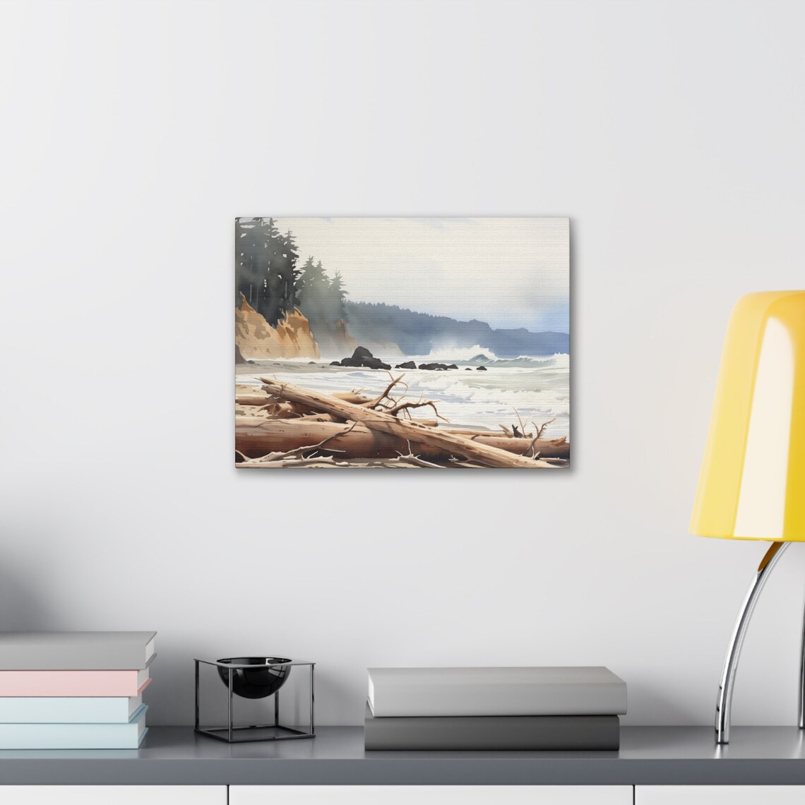 Pacific Northwest Beachscape Watercolor Painting Coastal Tranquility in ...
