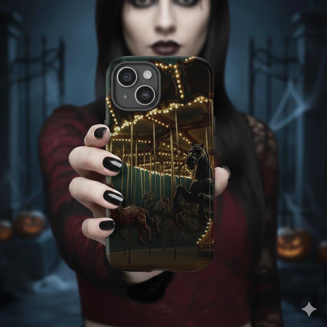 Creepy Carousel Gothic Phone Case: Creepy Halloween Carnival Design for ...