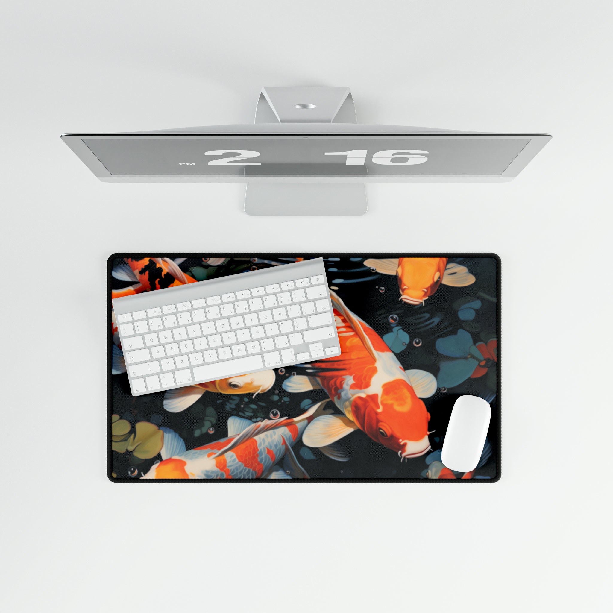 Tranquil Koi Pond Desk Mat Zen-inspired Desk Accessory for Productivity ...