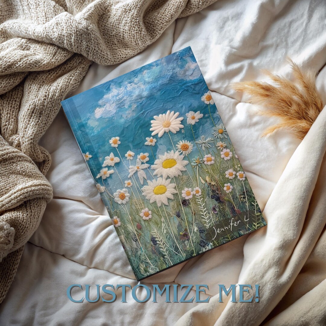 Personalized Daisy Floral Journal: Custom Fabric Collage Notebook ...