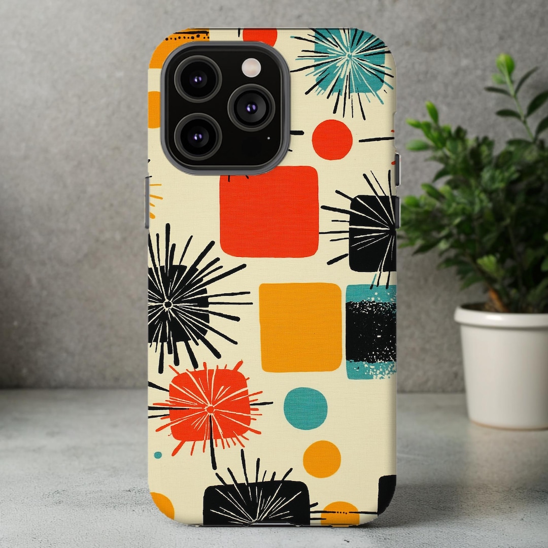 Retro Atomic Starburst Phone Case: Mid Century Modern Geometric Cover ...