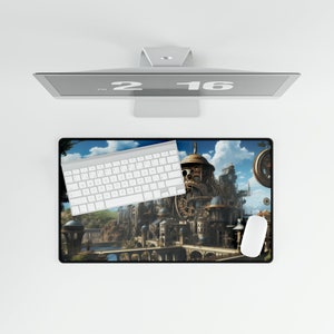 Steampunk Cityscape Desk Mat With Mesmerizing Urban Landscape - Etsy